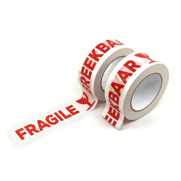 Papieren Tape 'Breekbaar / Fragile' voor plasticvrij inpakken - Ecomondo
